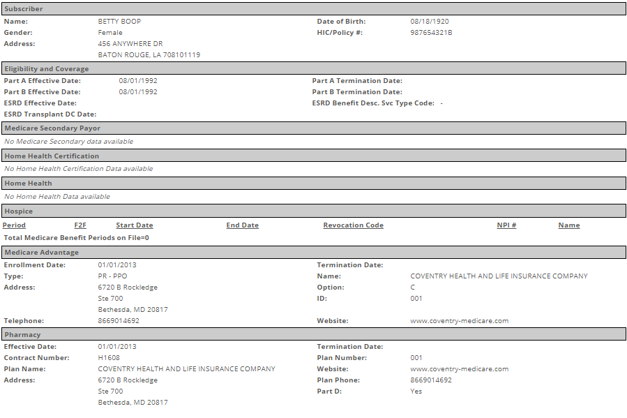 Viewing Eligibility Data